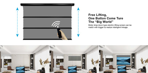 ALR Slimline Motorised Drop Down Projector Screen With Obsidian Long T ...